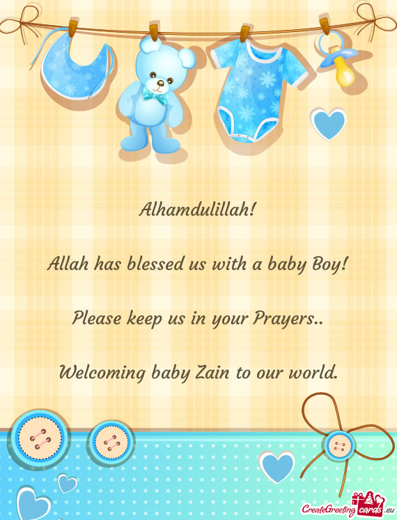 Alhamdulillah Allah Has Blessed Us With A Baby Boy Free Cards