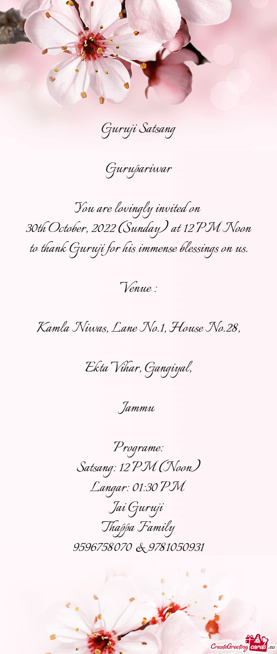 Satsang 12 PM Noon Free Cards Satsang 12 PM Noon Free Cards