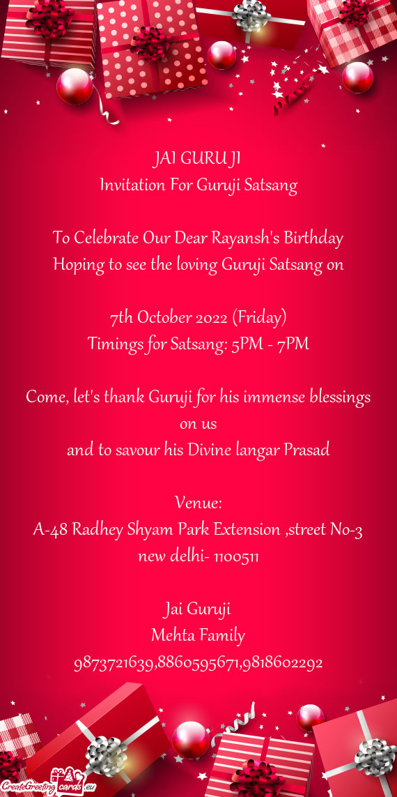 Timings For Satsang 5PM 7PM Free Cards Timings For Satsang 5PM 7PM Free Cards